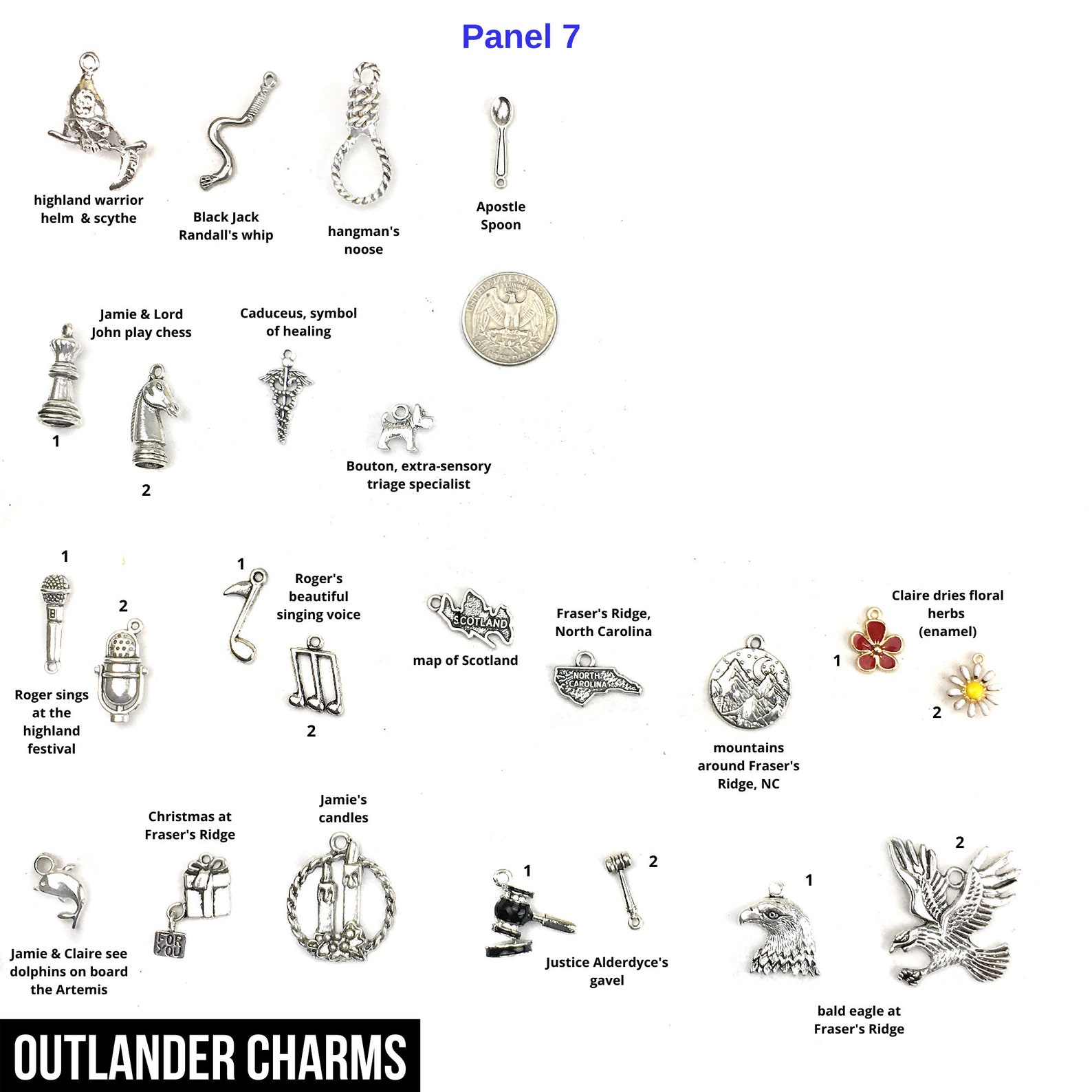 Outlander Gabaldon Charms Outlander Sassenach Pendants - Etsy