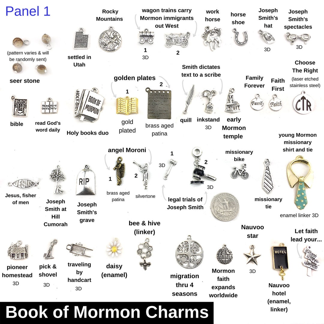 Book of Mormon Theme Charms, Mormon Gifts, LDS Baptism Gifts, LDS ...