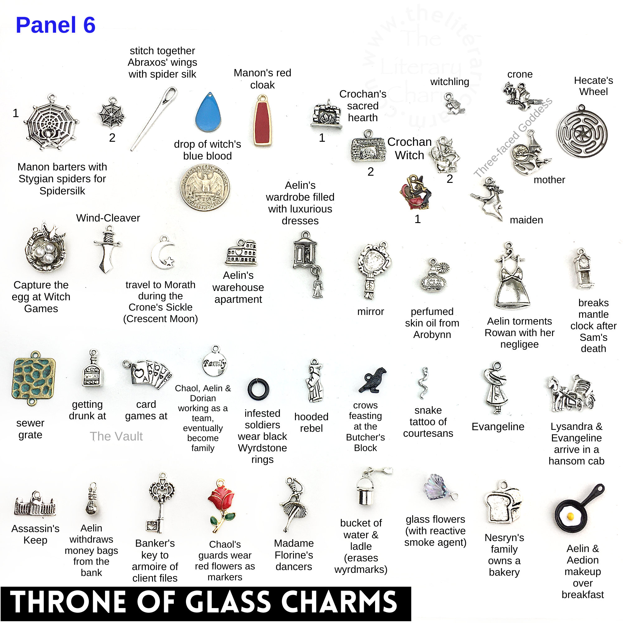 Throne of Glass Sarah J. Maas Pewter Charms, TOG Jewelry, YA Fantasy ...
