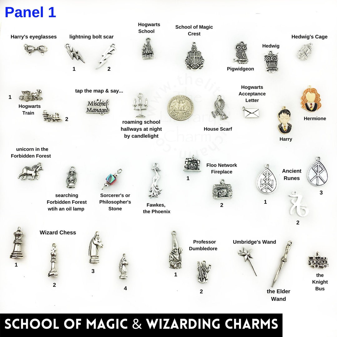 Wizard Witch Charms, School of Magic Pendants, Witchcraft Sorcery ...
