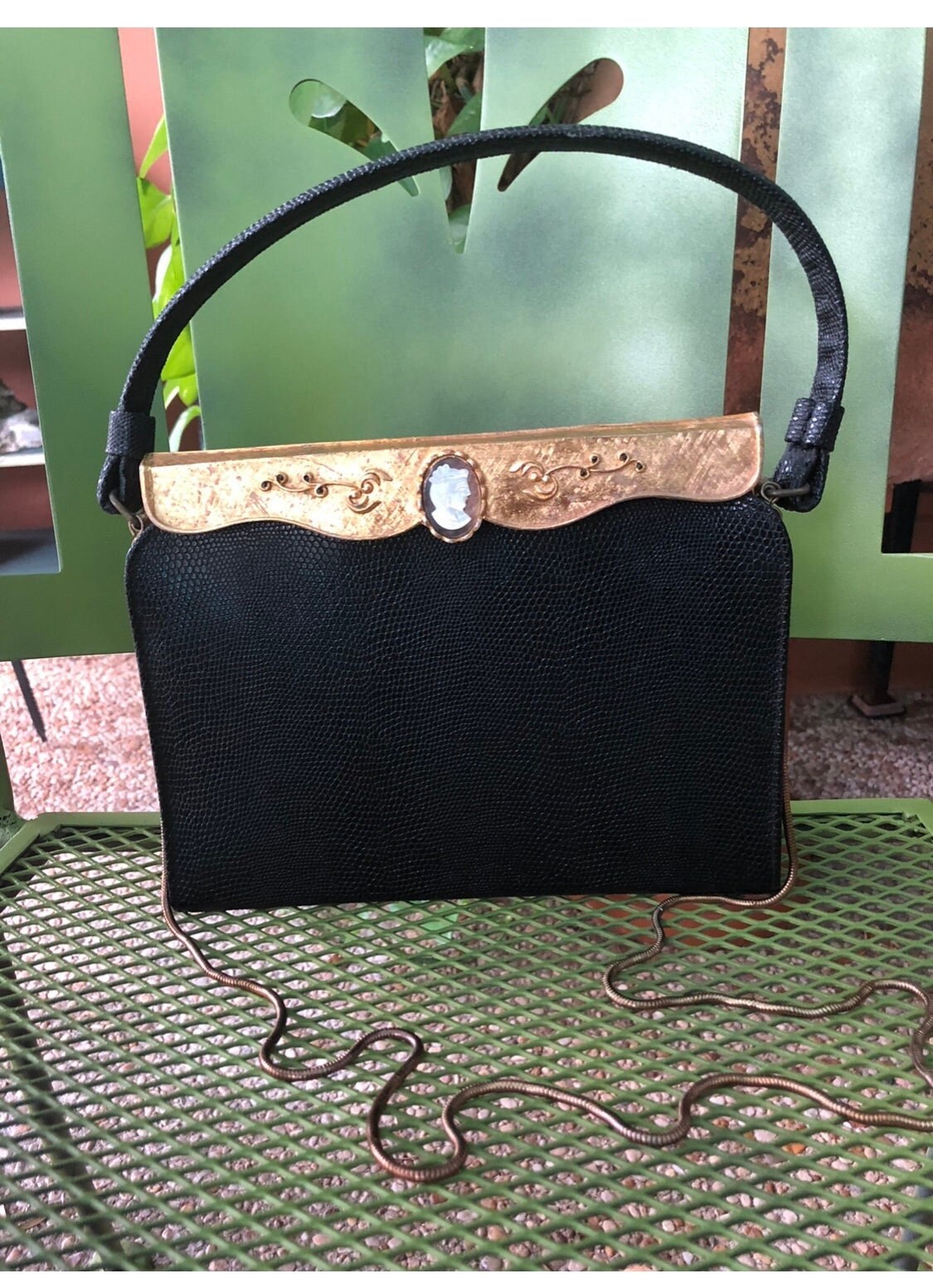 JULIART After Five Vintage Cameo Bag Black Evening Purse - Etsy