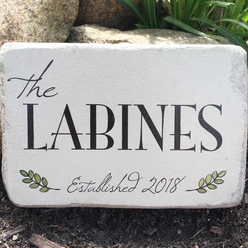 Family Name Stone Engraved Rock Personalized Garden - Etsy