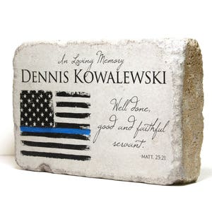 Personalized Police Memorial Stone, Thin Blue Line Remembrance - Etsy