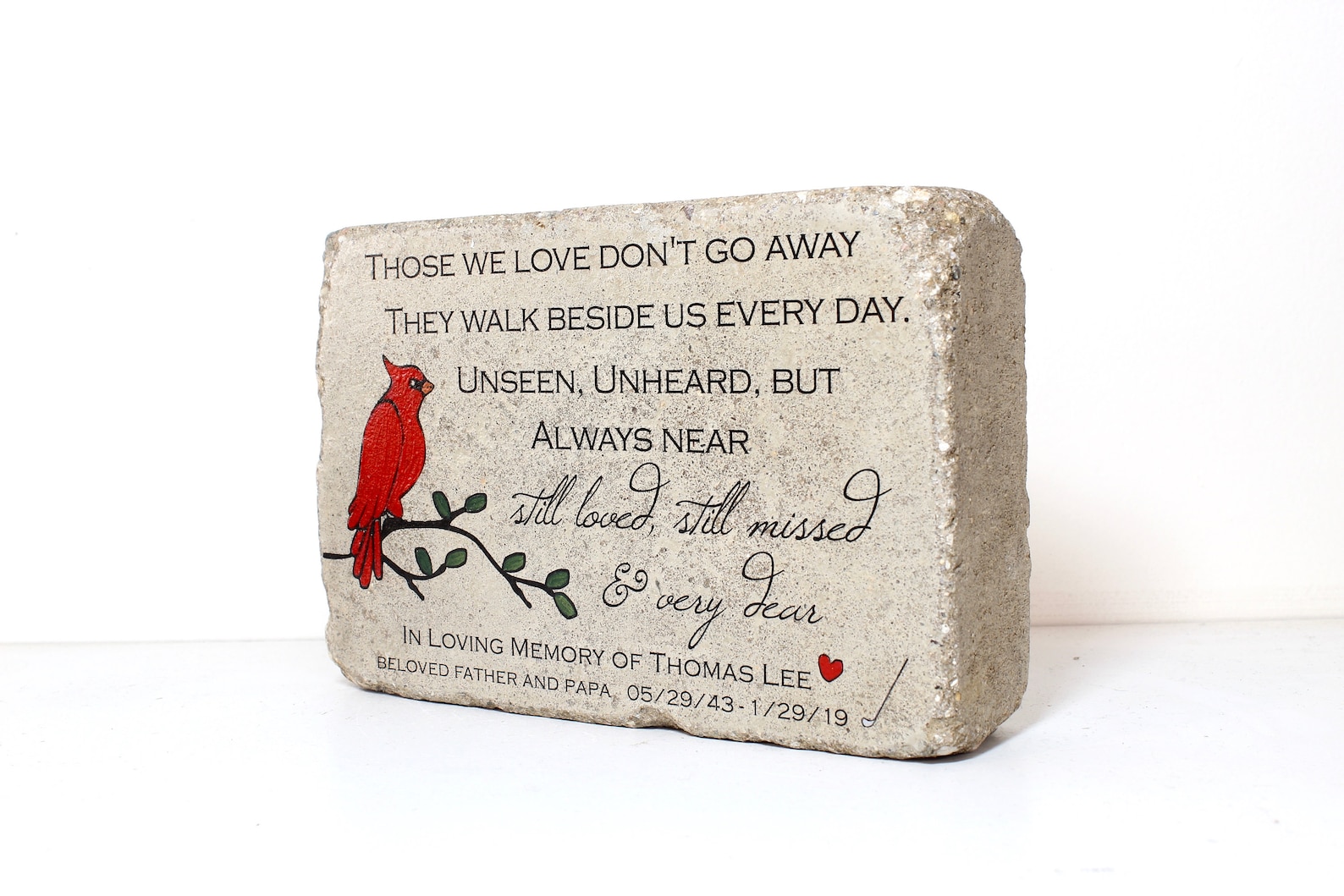 6x9 Memorial Stone With Cardinal. PERSONALIZED Memorial Gift for Home ...