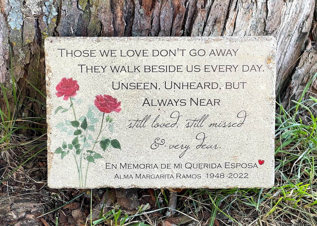 Personalized Memorial Stone. 6x9 or 9x12 Red Rose Remembrance Stone for ...