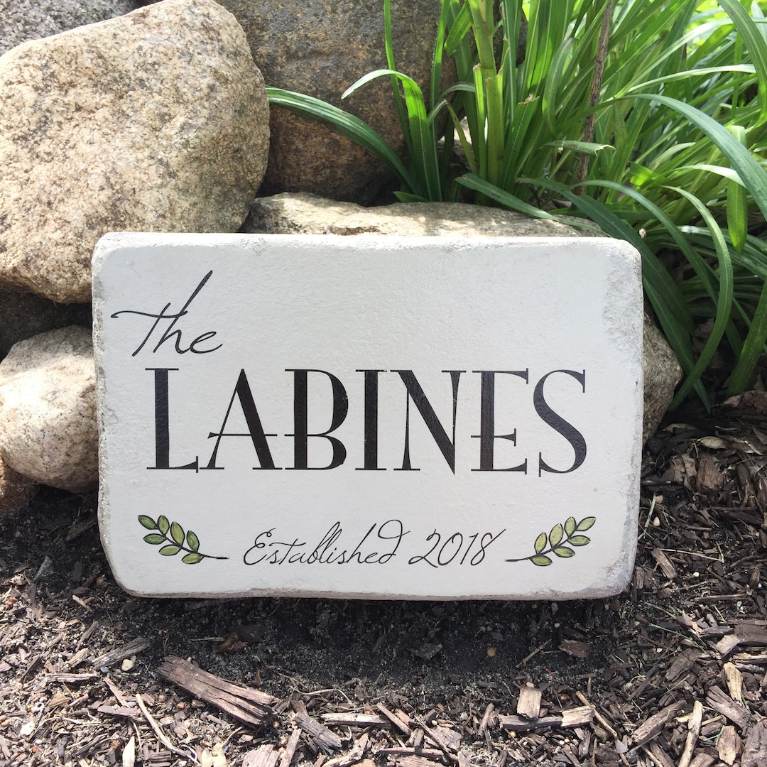 Personalized Family Name Stone, Concrete Wedding Anniversary Gift - Etsy