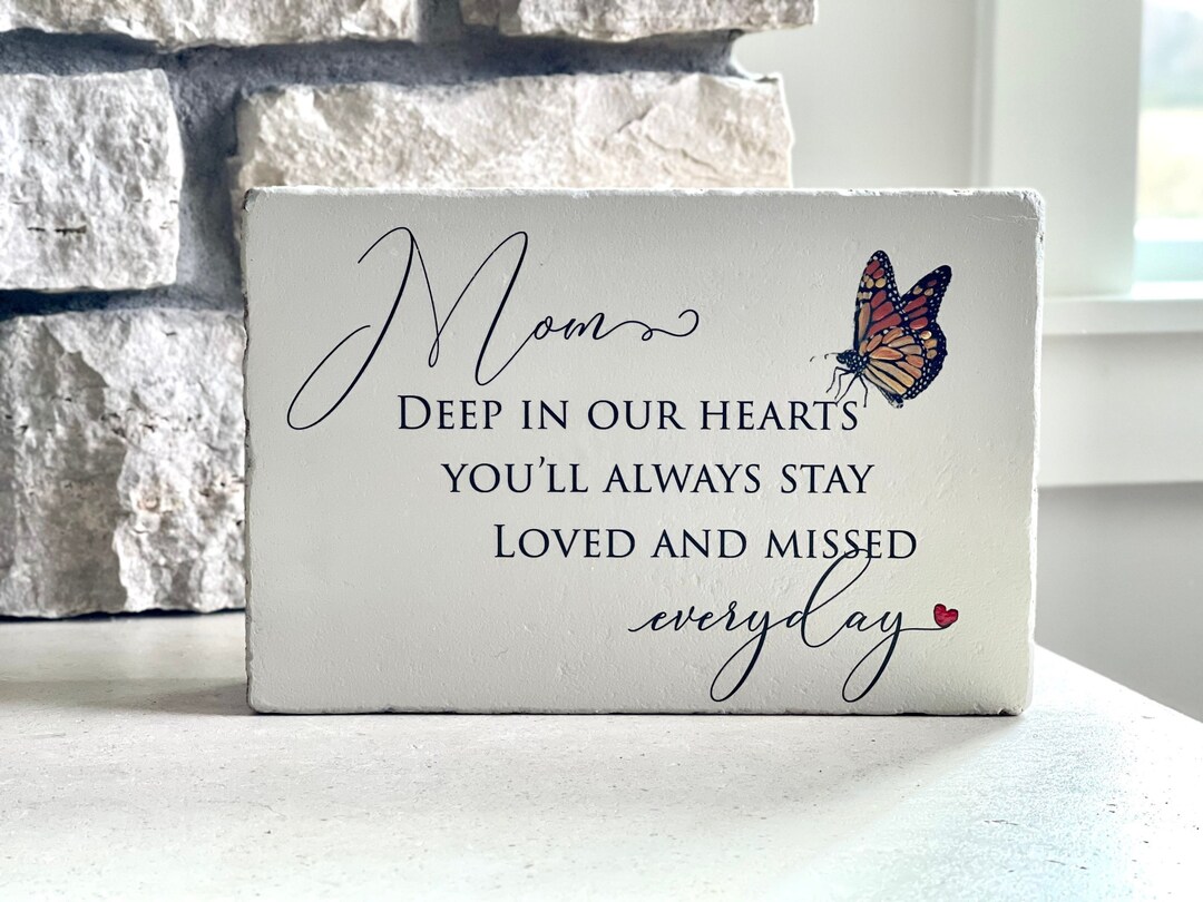 Memorial Stone for Mom | Hand-painted Concrete Remembrance Stone - Etsy