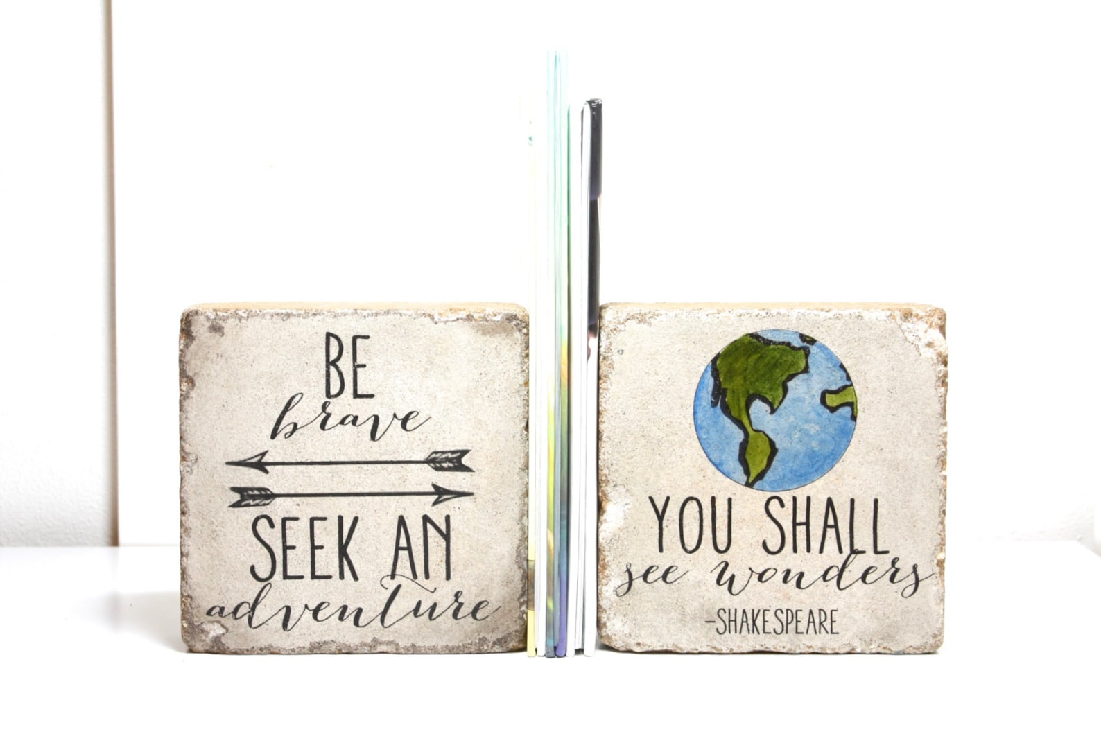 Bookends Be Brave. Seek an Adventure. You Shall See Wonders. | Etsy
