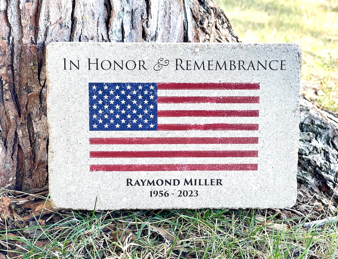 Veterans Memorial Stone. 6x9 or 9x12 Concrete Patriotic Garden Decor or ...