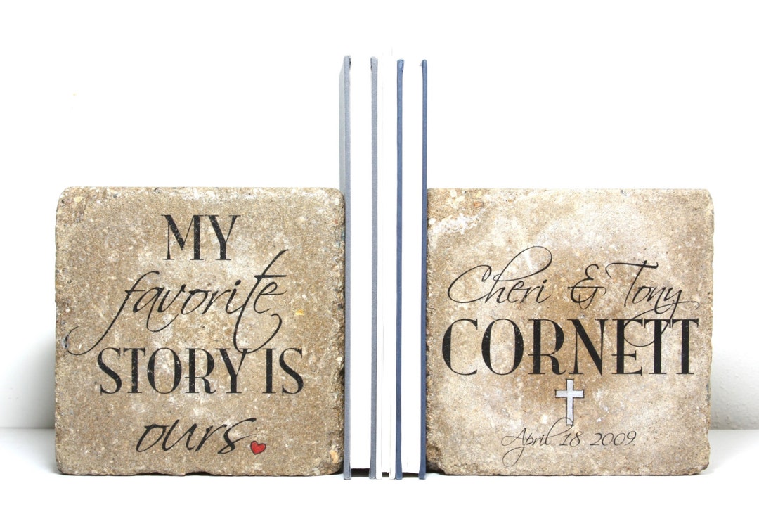 Wedding Bookends/ Anniversary Gift/ Rustic Personalized Bookends 6x6 ...