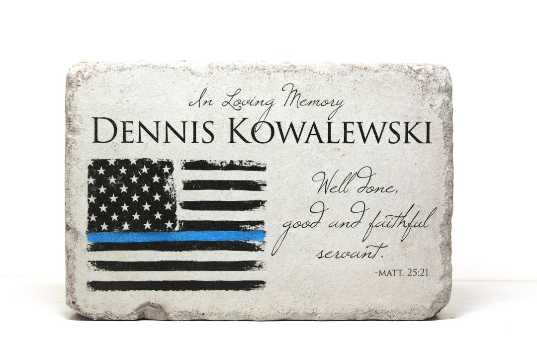 Personalized Police Memorial Stone, Thin Blue Line Remembrance - Etsy