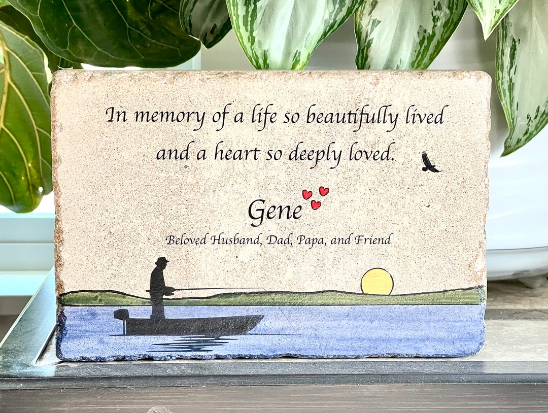 Fishing Memorial Stone. 6x9 Concrete PERSONALIZED Memorial Gift ...