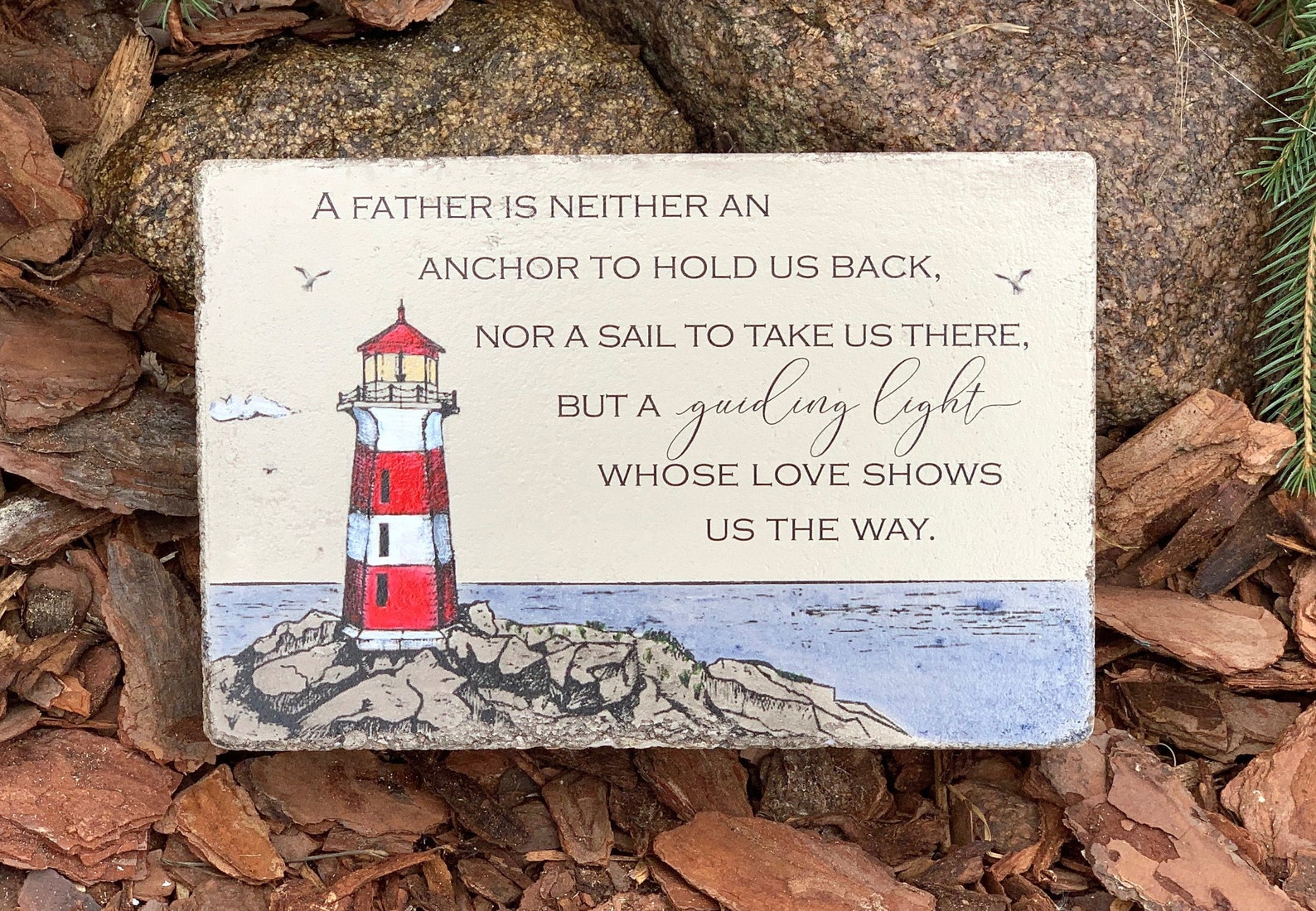 6x9 Memorial Stone for Indoor and Outdoor. Lighthouse Design - Etsy