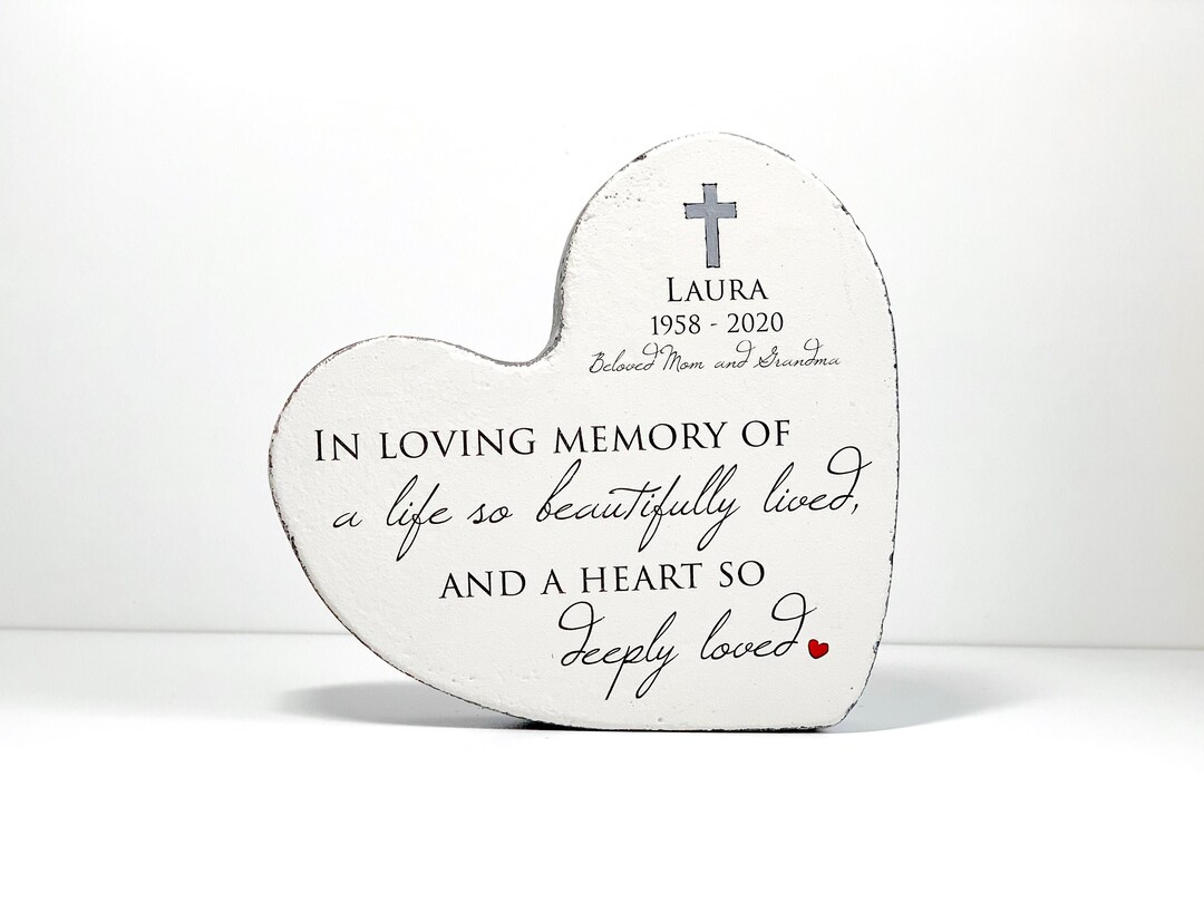 Personalized Heart Memorial Stone, Concrete Garden Decor - Etsy