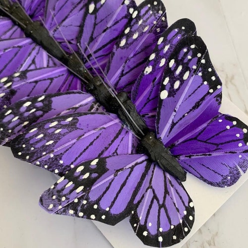 12 3 Blue Monarch Feather Butterflies Artificial - Etsy
