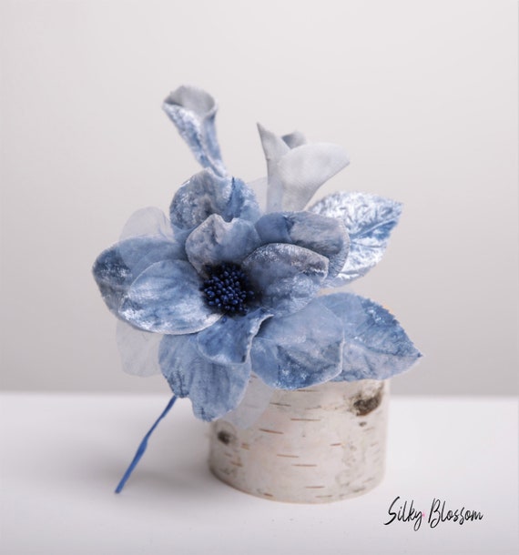 Beautiful Vintage Light Blue Velvet Flower With Silk Organza | Etsy