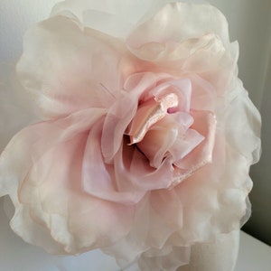 Extra Large Pale Old Rose 12"-13" Silk Organdy Velvet Rose- Millinery ...