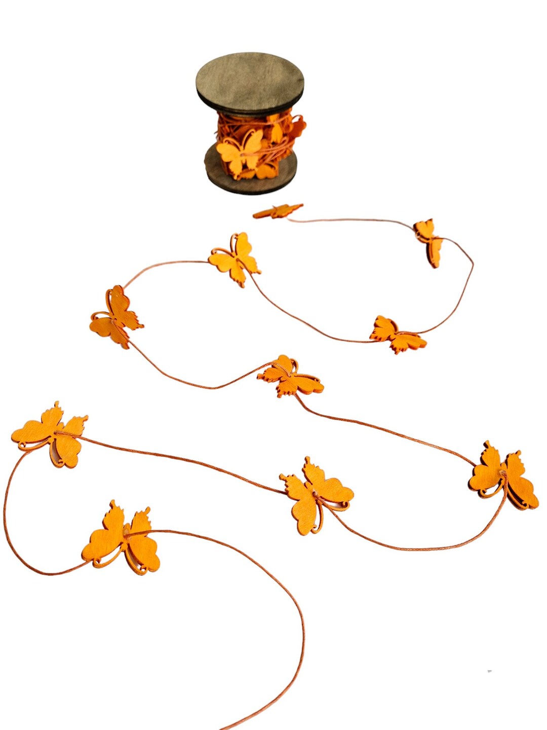 6 Ft Orange Butterfly Garland, String of Wood Butterflies for Party ...