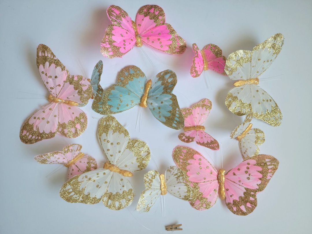 String Pastel/gold Feather Butterfly Garland, Wedding Decorations ...