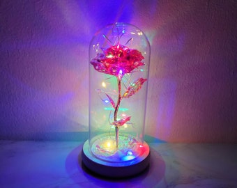 Enchanting Red Rose in LED Glass Dome, Romantic Home-decor and Perfect ...