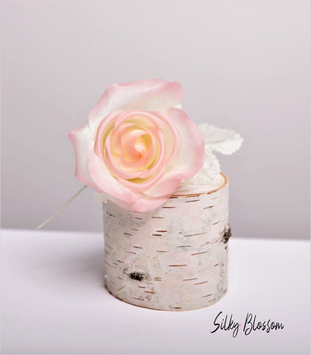 Beautiful 3 Ivory Pink Shade Silk Millinery Rosebud With Leaves for ...