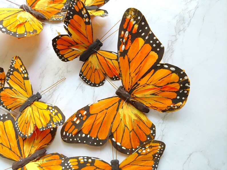 String Monarch Feather Butterflies Garland Orange Artificial - Etsy