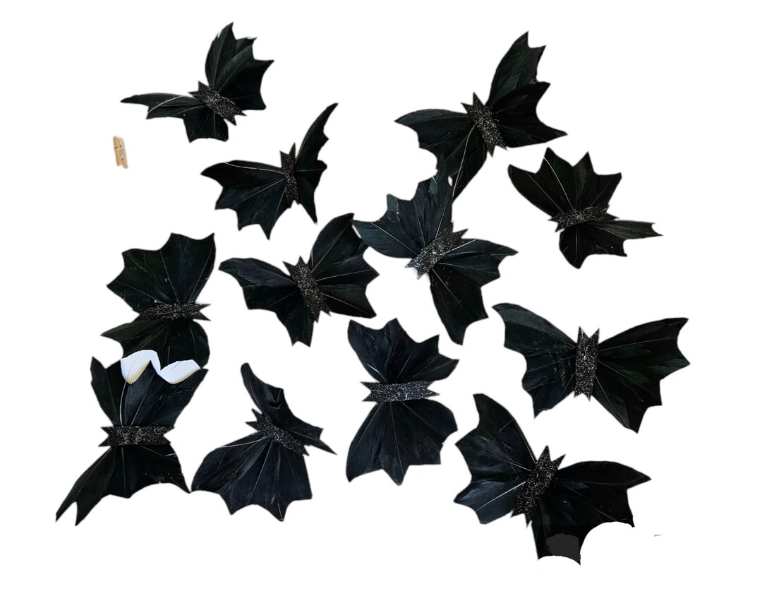 String Black Feather Bats Garland, Wall Hanging Butterfly Decoration ...