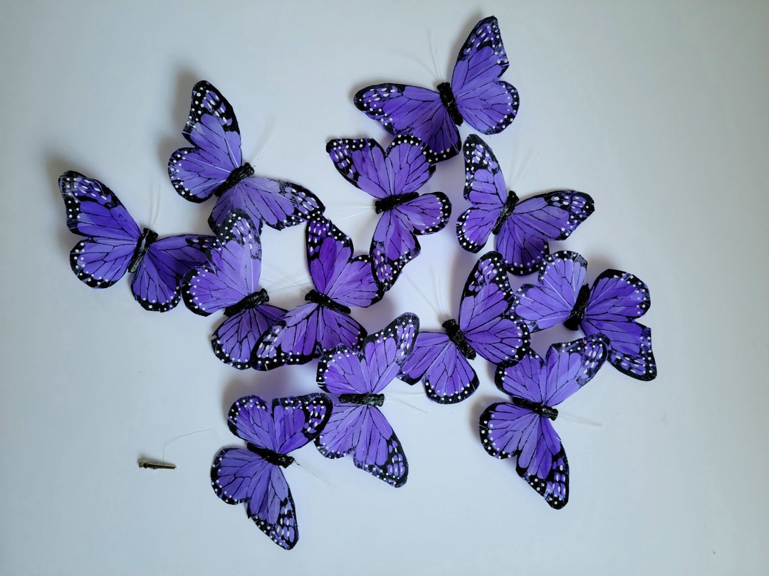 String Purple Monarch Feather Butterflies Garland , Artificial ...
