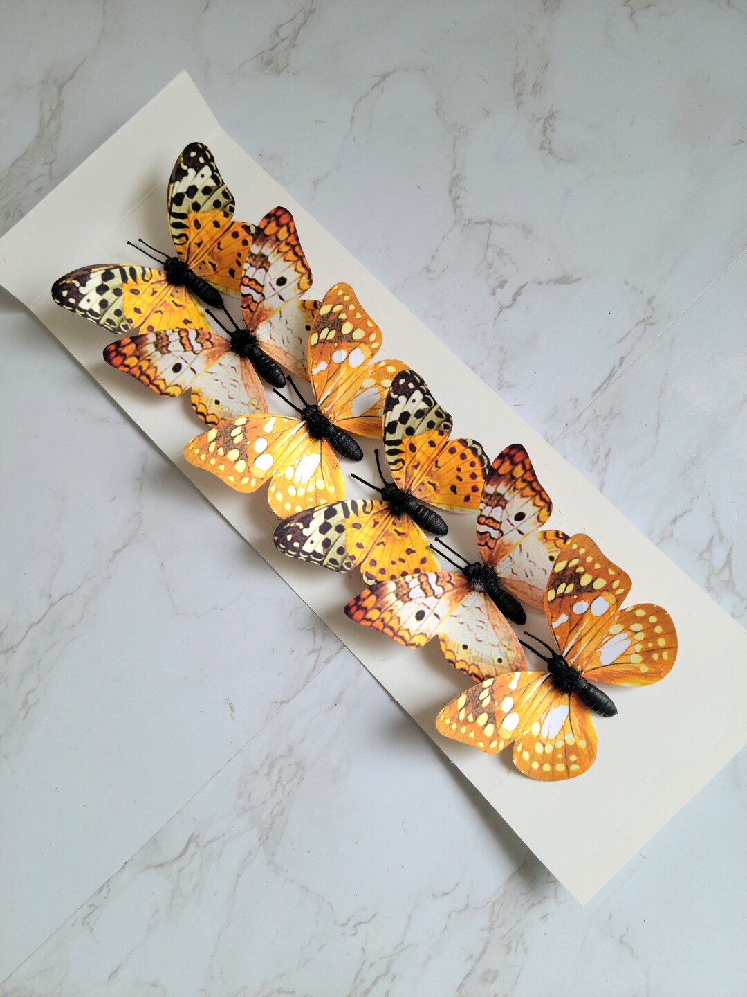 6 3" Monarch Paper Butterflies on Wire for Floral Arrangements ...