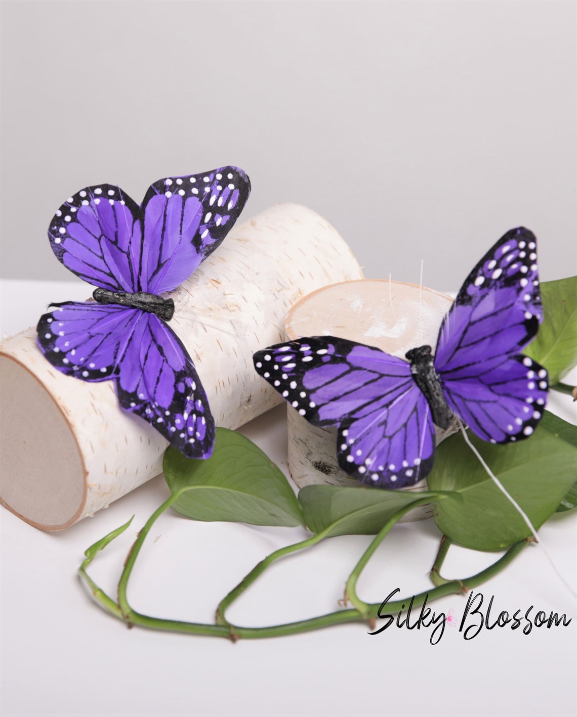 12 Feather Purple Monarch Butterflies 5 Inch Artificial - Etsy