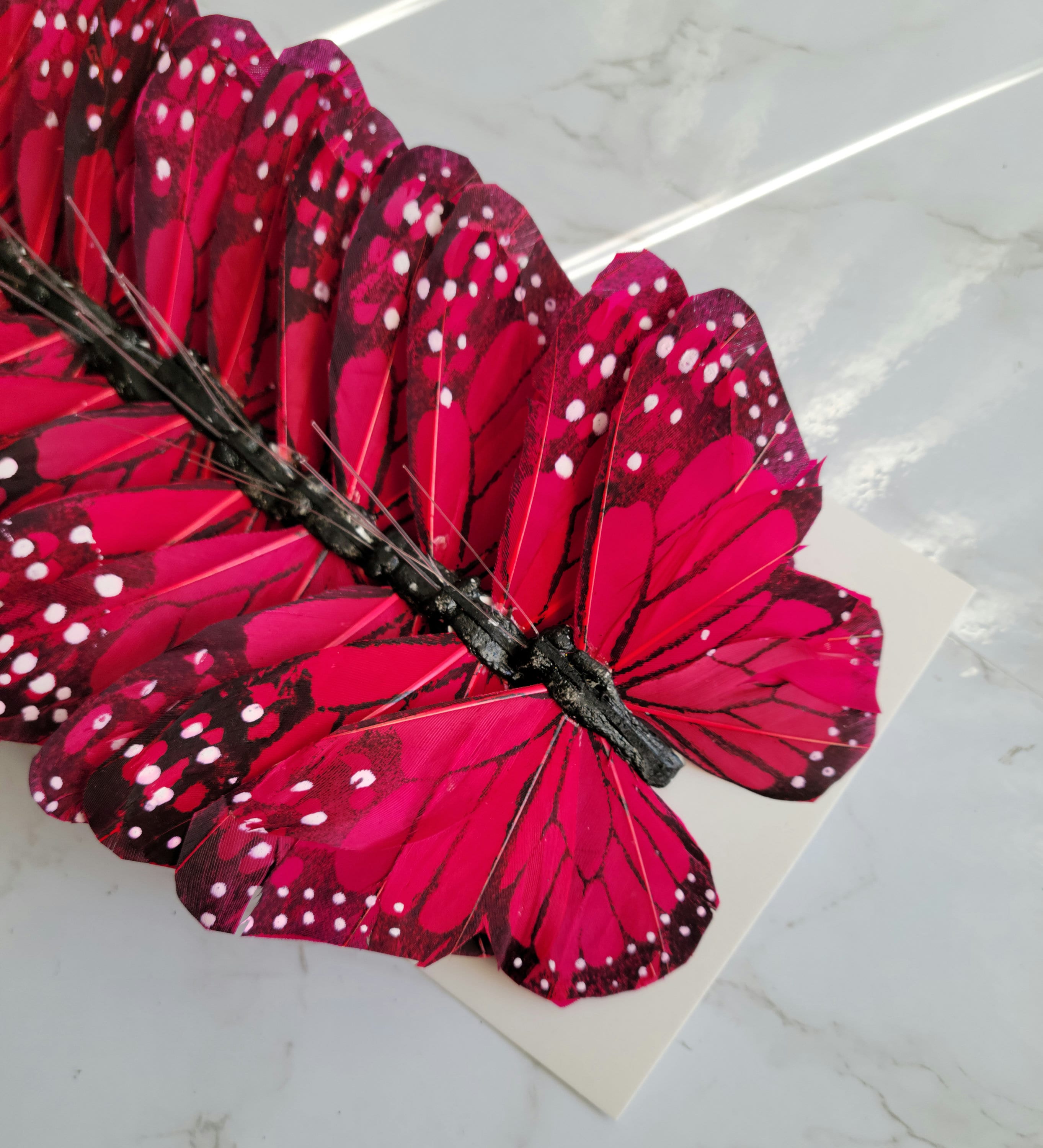 12 Red 5" Feather Butterflies, Wedding Decorations, Floral Accents Home ...