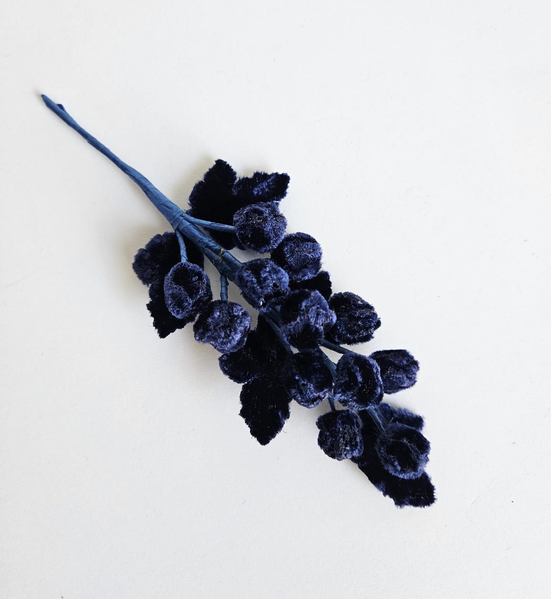 Vintage Navy Grapes Cluster Tiny With Leaves, Small Navy Velvet Grapes ...