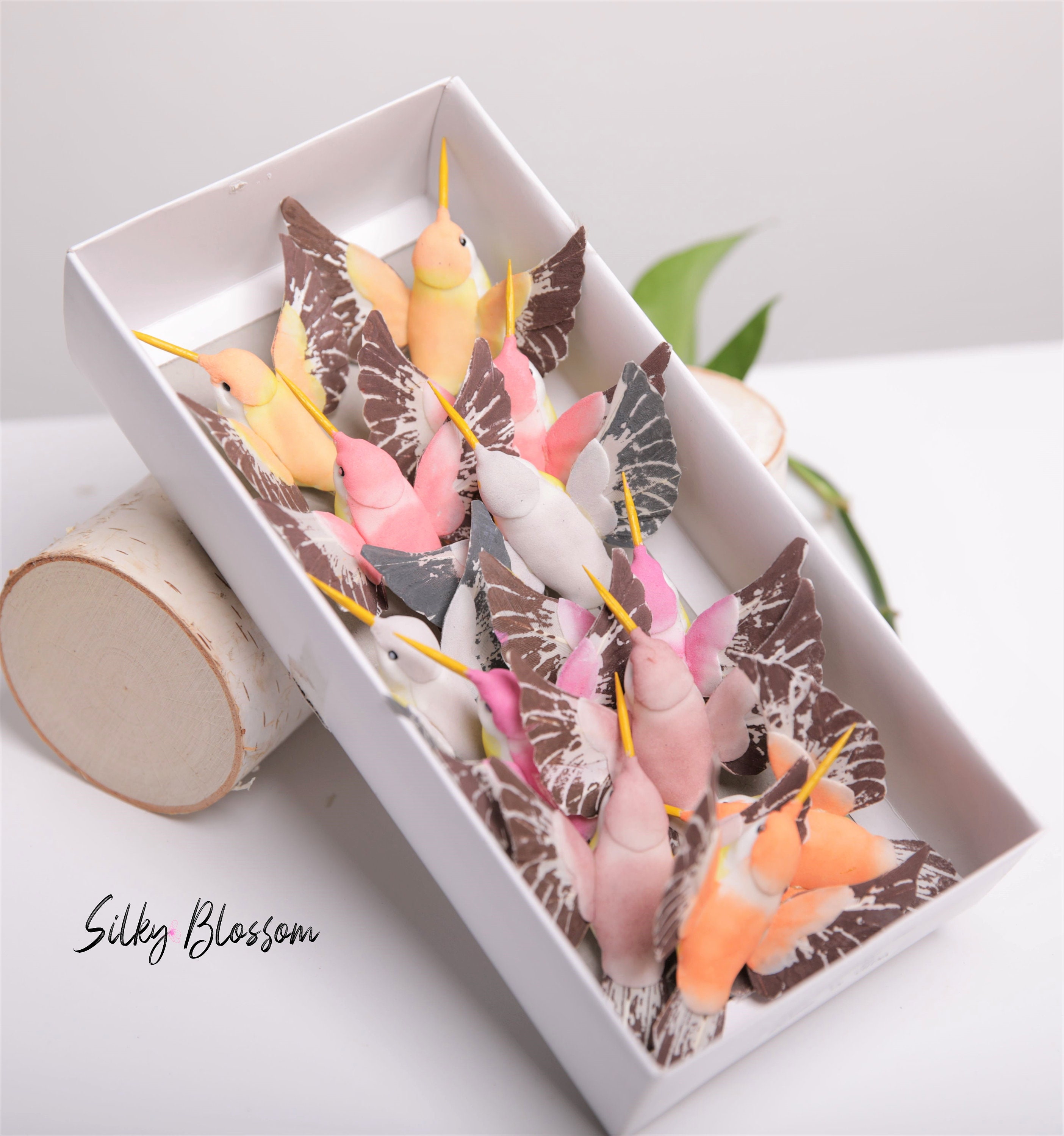 12 Cute 4 1/4" Hummingbirds, Artificial Feather Hummingbirds for Craft ...