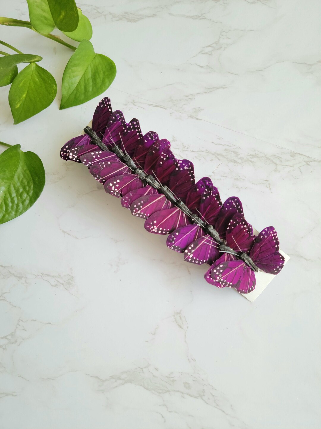 12 - 2" Plum Magenta Monarch Feather Butterflies - Artificial Feather ...