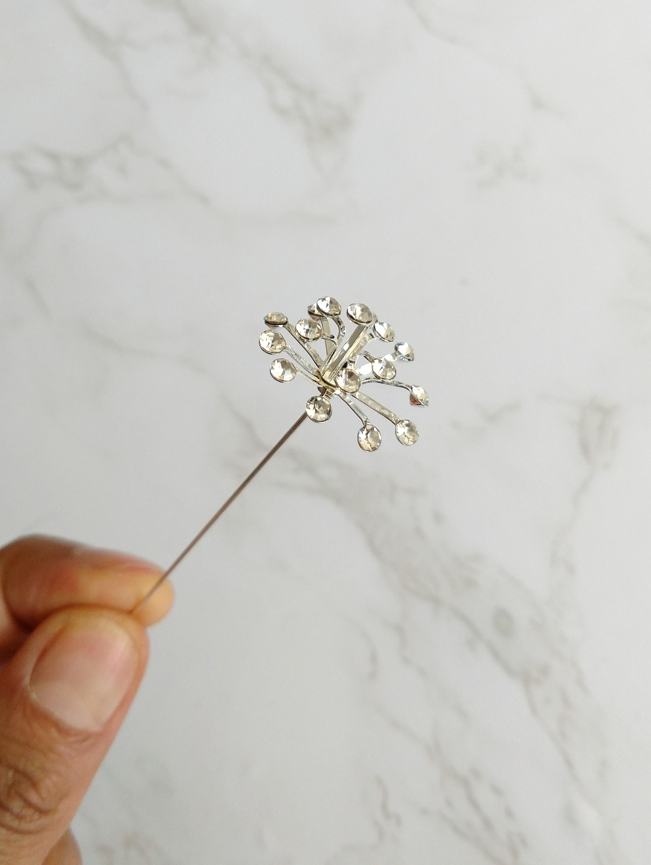5 Crystal Flower Pin Floral Picks for Weddings Hair Pin - Etsy