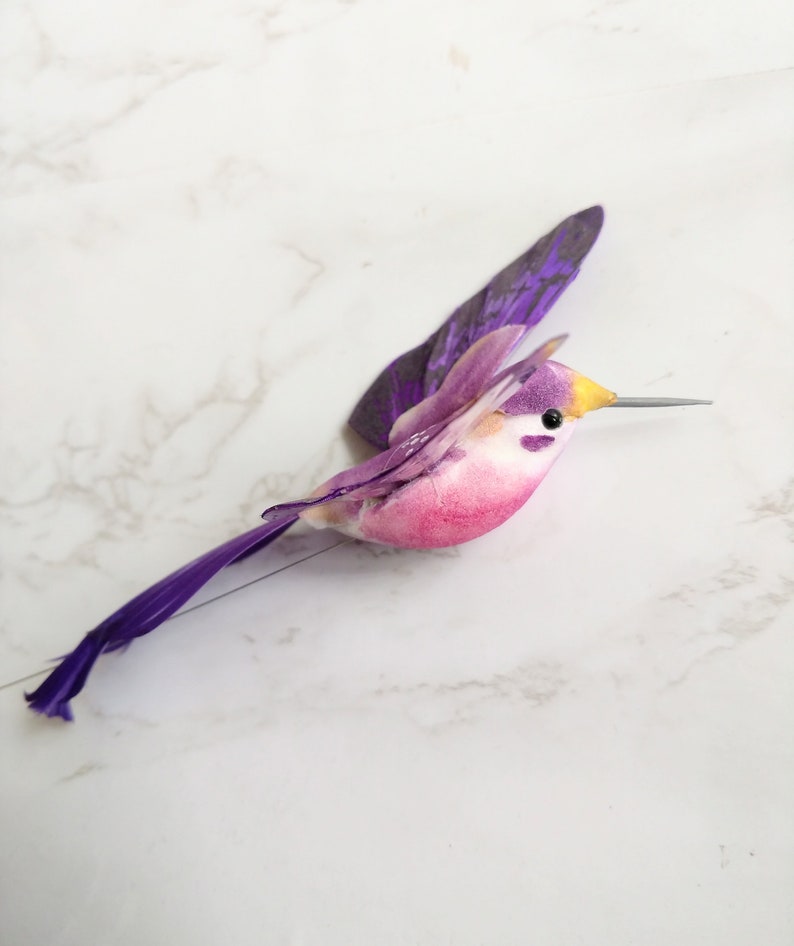 12 Cute 6" Artificial Hummingbirds With Feathers on Wire for Crafts ...