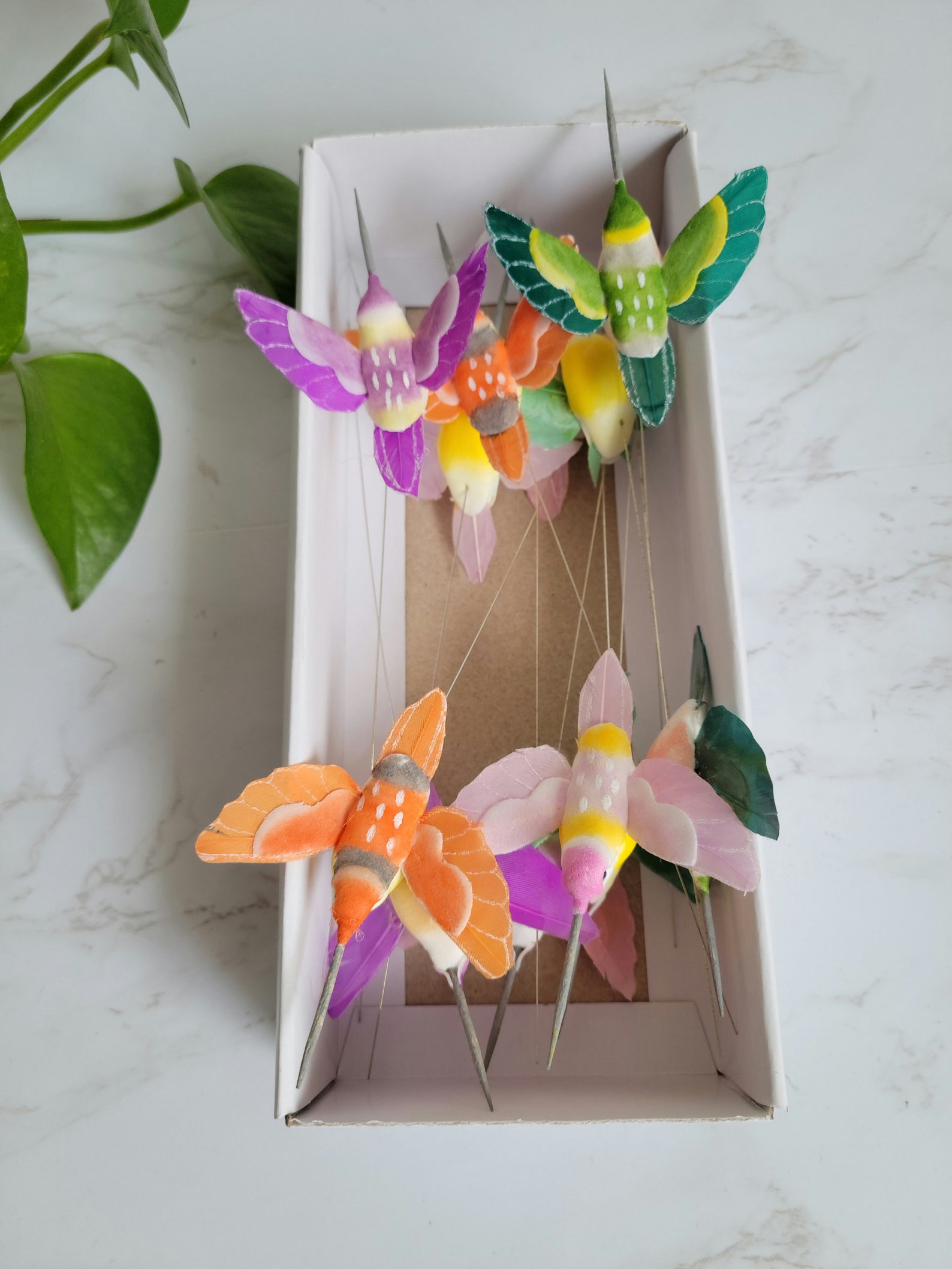 12 Small 3 Artificial Hummingbirds With Feathers on Wire - Etsy