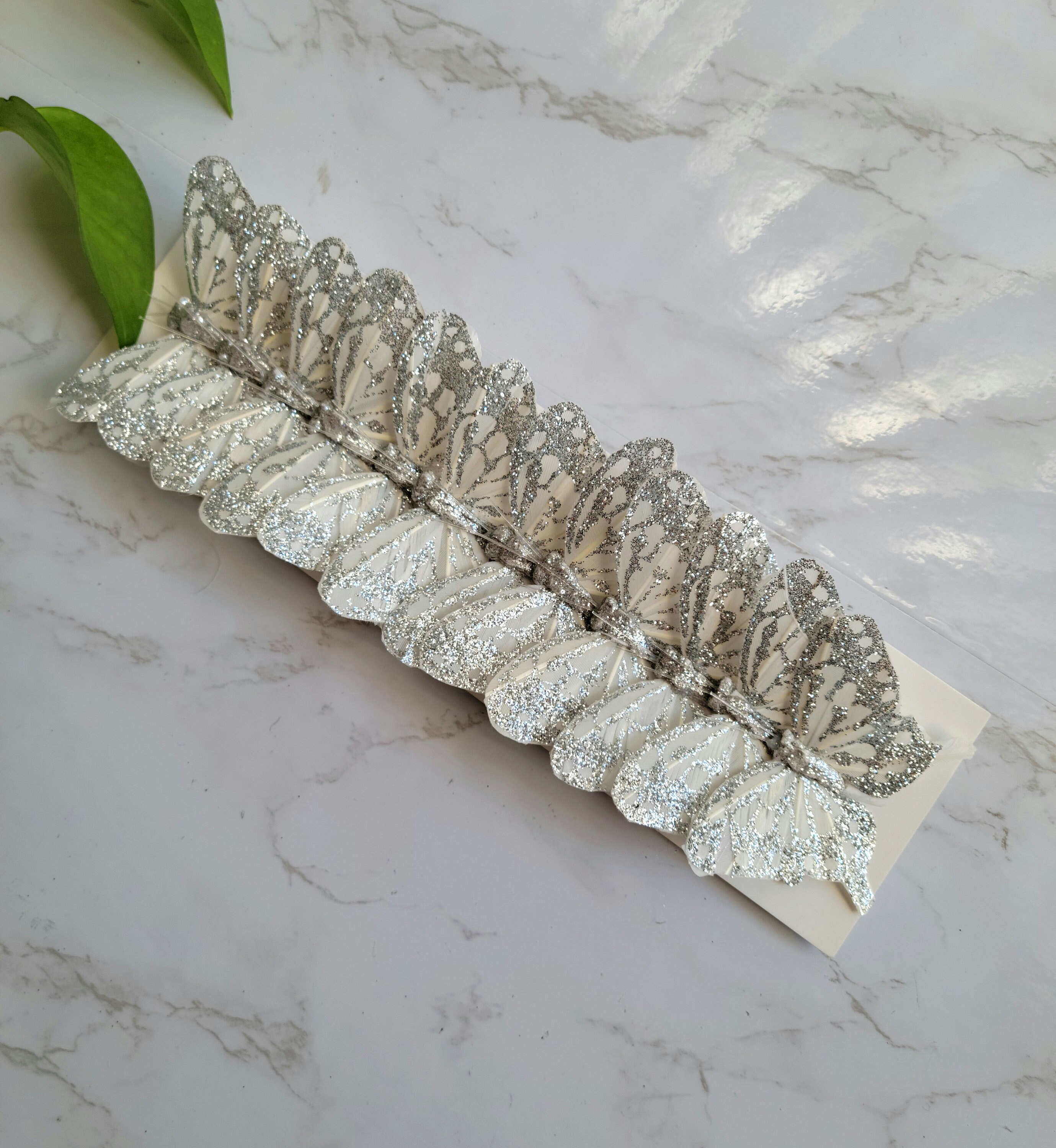 12 3 Feather Silver Glitter Butterflies 5 Inch | Etsy