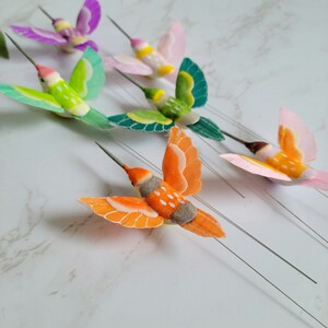 12 Small 3" Artificial Hummingbirds With Feathers on Wire for Crafts ...