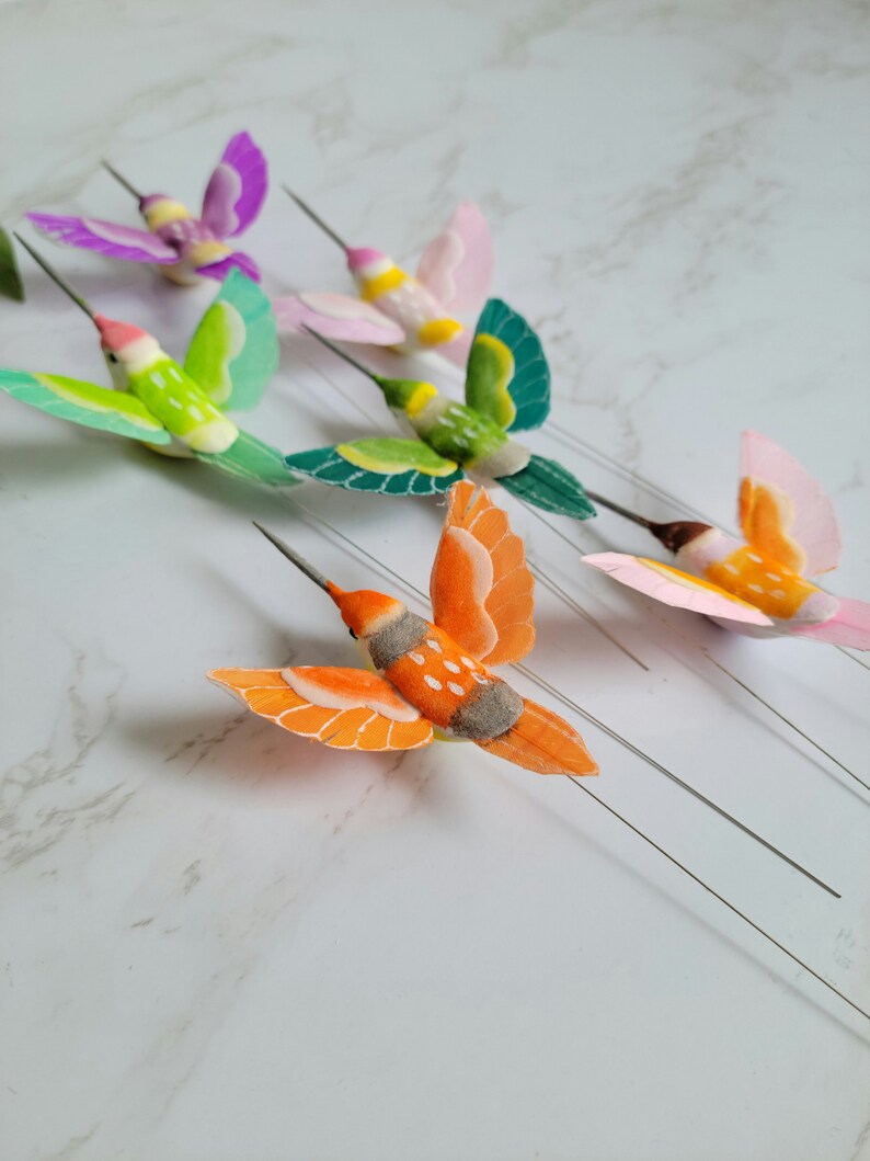 12 Small 3 Artificial Hummingbirds With Feathers on Wire - Etsy