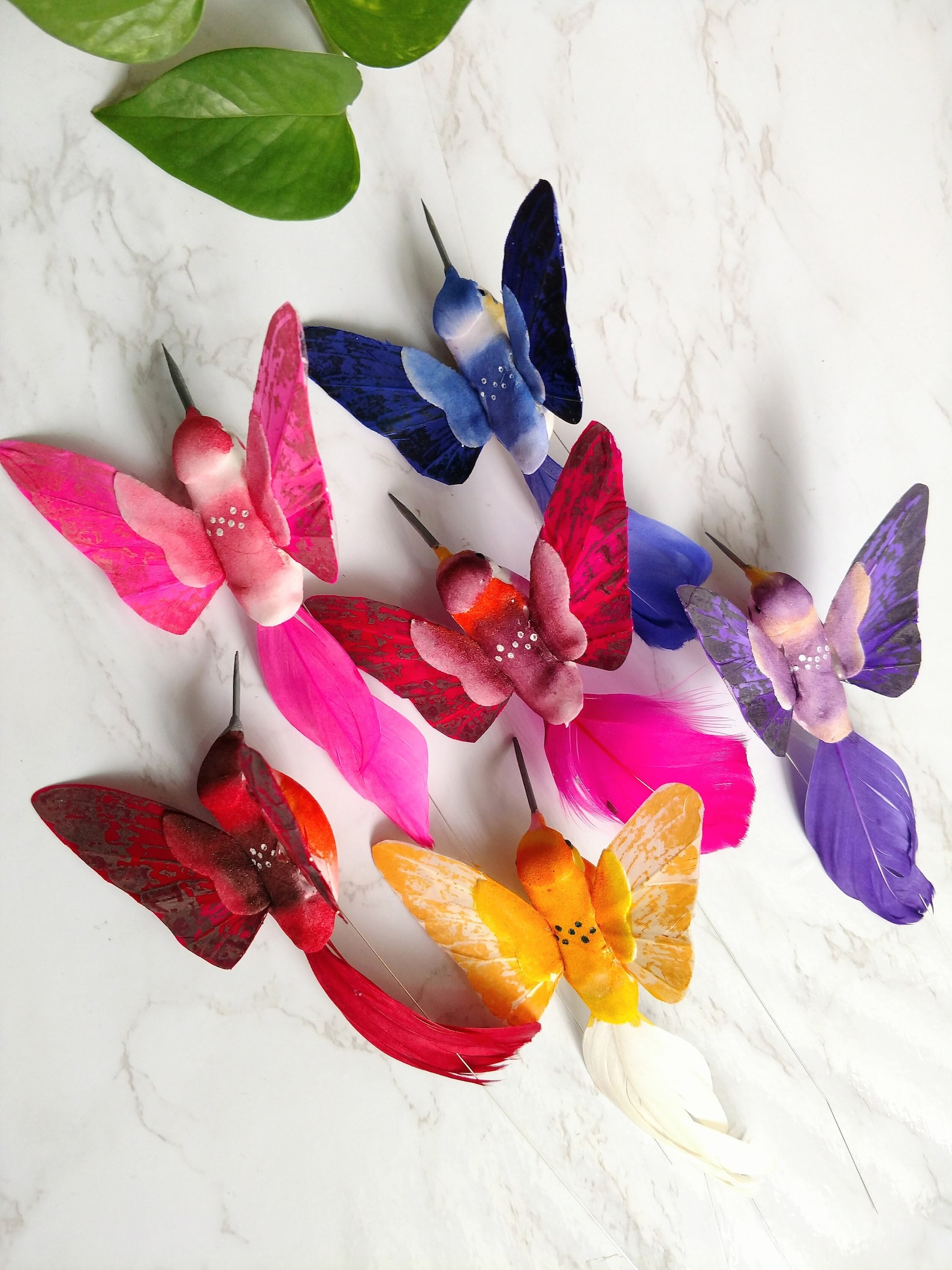 12 Cute 6" Artificial Hummingbirds With Feathers on Wire for Crafts ...