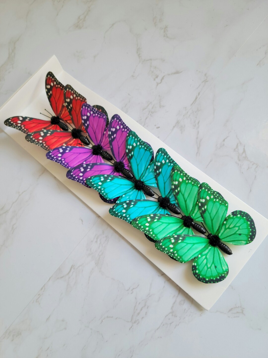 8 3.25" Assorted Monarch Paper Butterflies on Wire for Floral ...