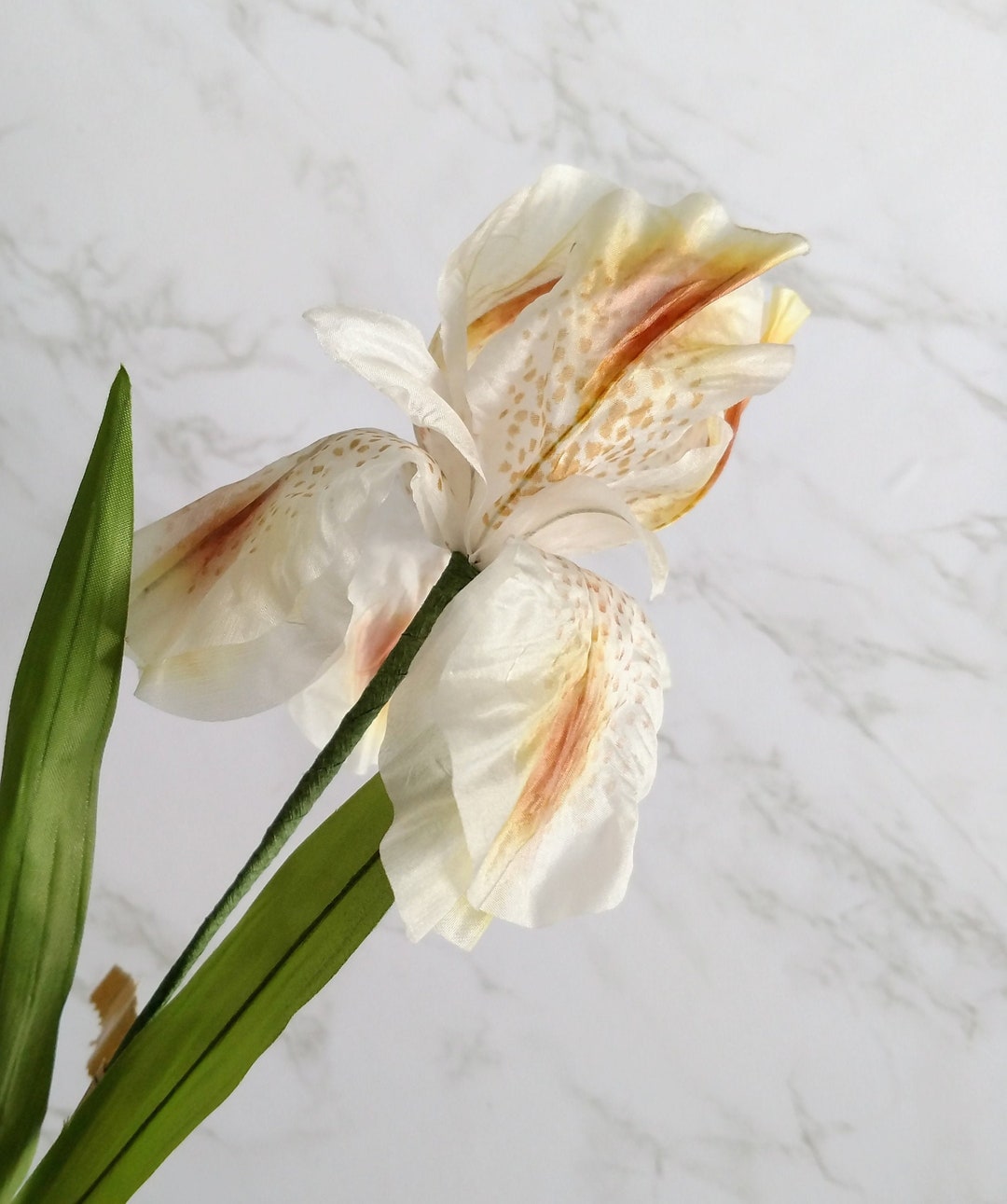 Pretty Vintage Iris and Bud Ivory, Beige, Brown Silk Millinery Flowers ...