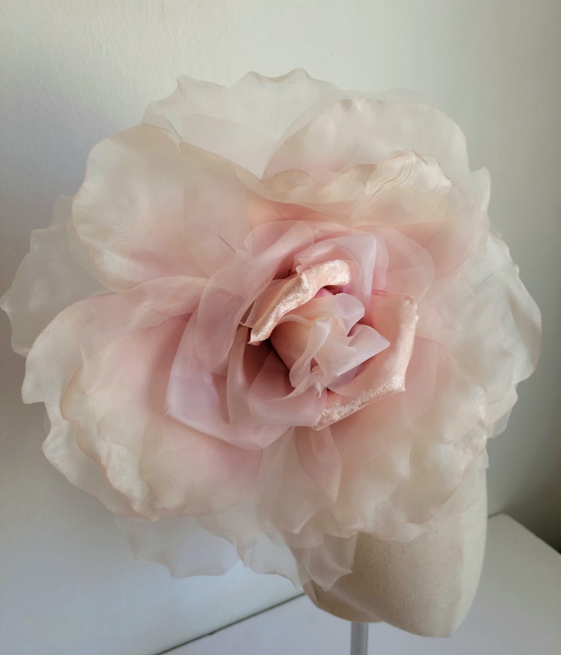 Extra Large Pale Old Rose 12"-13" Silk Organdy Velvet Rose- Millinery ...