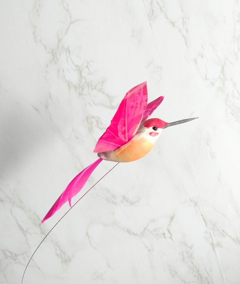 12 Cute 6" Artificial Hummingbirds With Feathers on Wire for Crafts ...