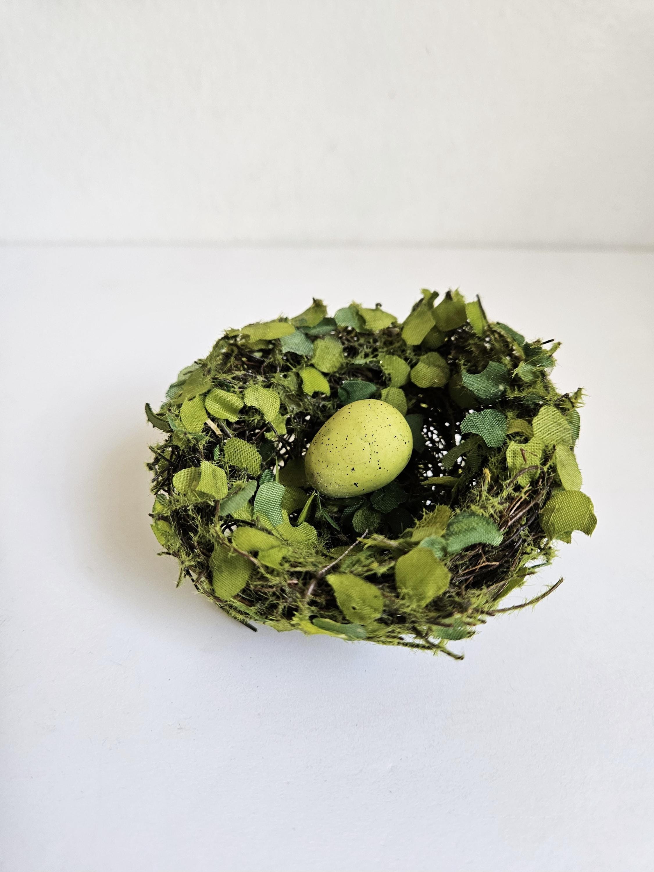 Small 3.5" Green Vine/moss Bird Nest With Egg for Garden, Home, Spring ...