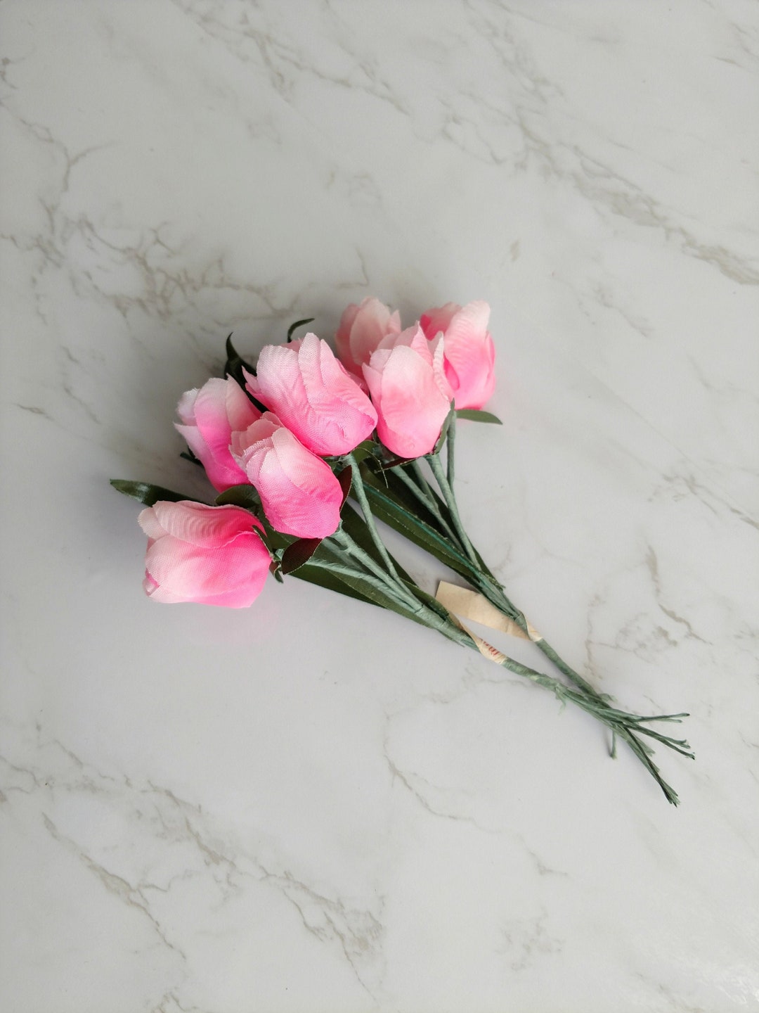 2 Vintage Hot Pink/pink Shaded Tulip Spray With Leaves for Hats ...