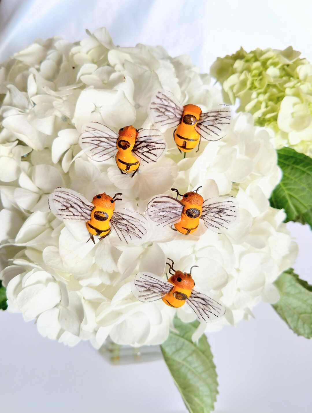 12 Cute Honey Bees on Wires Flying Golden Yellow Bees, Insects for ...