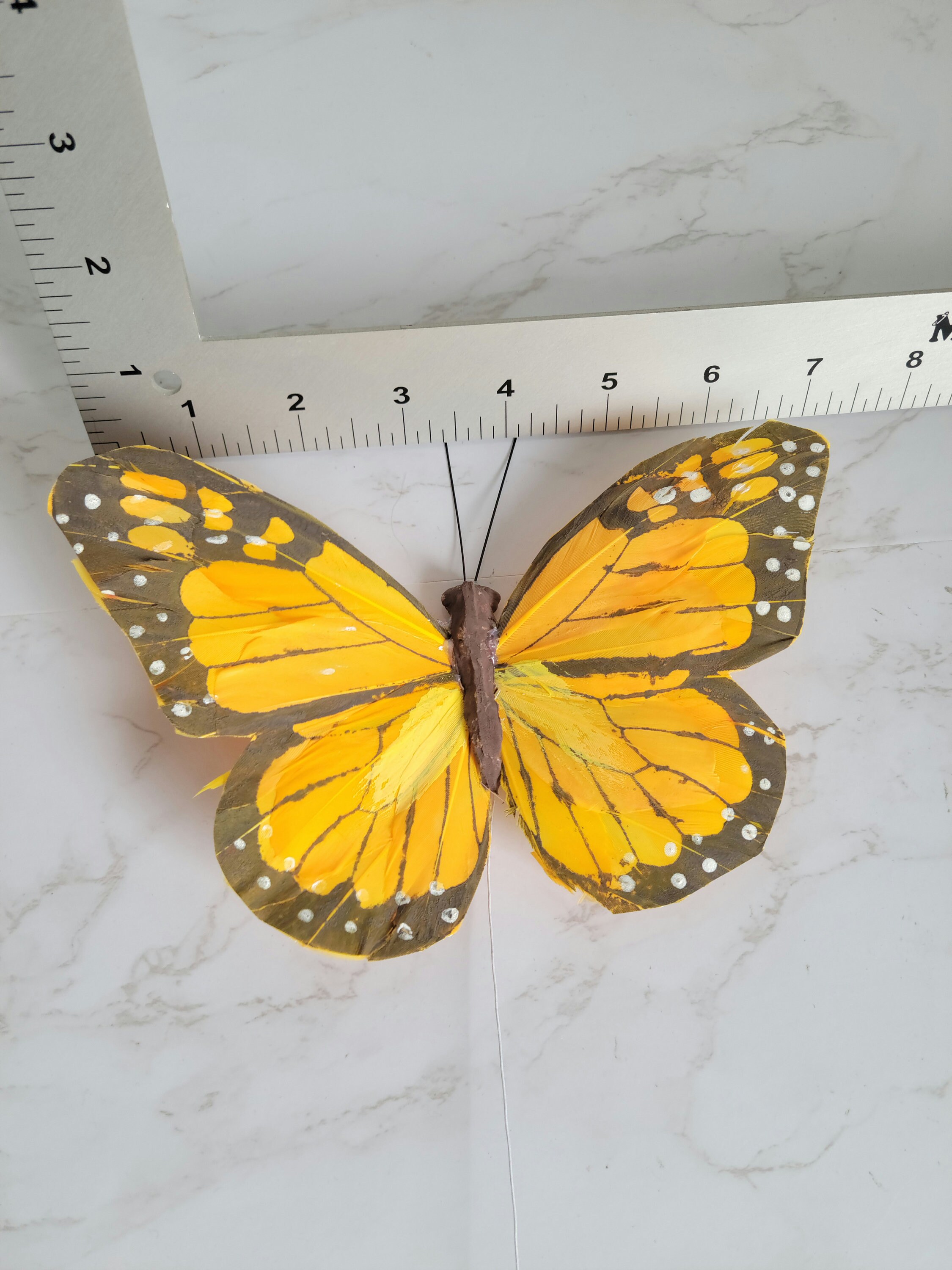 12 Large 7" Monarch Feather Butterflies on Wire for Costumes, Floral ...
