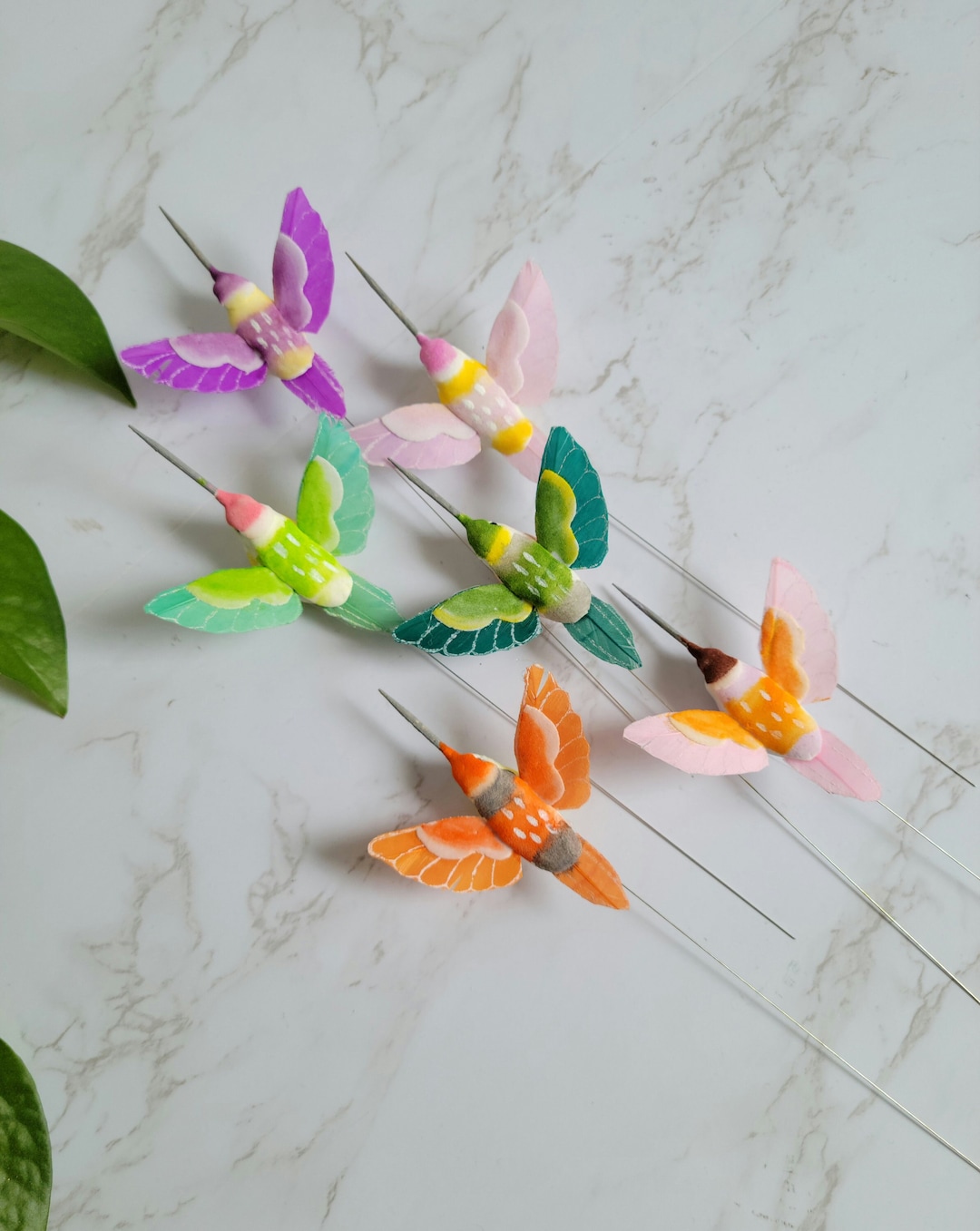 12 Small 3" Artificial Hummingbirds With Feathers on Wire for Crafts ...